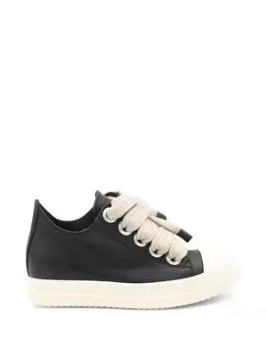 Rick Owens Oversized-lace Leather Sneakers - Black