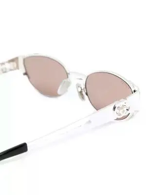 Gucci Interlocking G Oval-frame Sunglasses - Silver