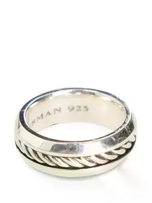 David Yurman 2020s Cable Inset Band Ring - Silver