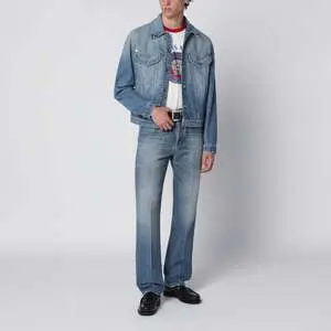 Versace Distressed Straight-leg Denim Jeans