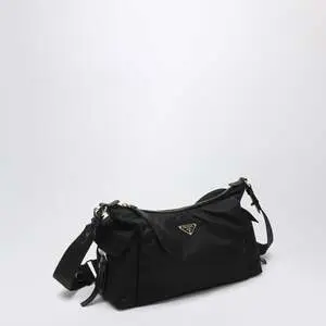 Prada Explore Large Bag In Re-nylon And Leather - Black