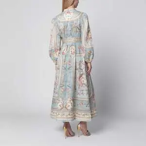 Zimmermann Roselight Floral Linen Midi Dress - Multicolor