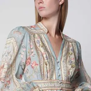 Zimmermann Roselight Floral Linen Midi Dress - Multicolor
