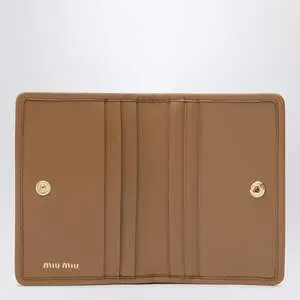 Miu Miu Caramel Card Holder In Matelassé Nappa Leather - Brown