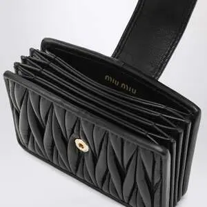 Miu Miu Card Holder In Matelassé Nappa Leather - Black