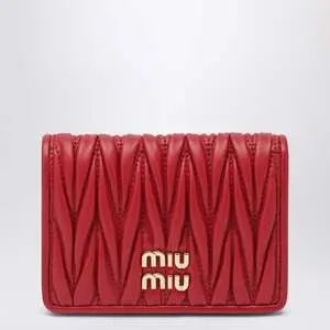 Miu Miu Card Holder In Matelassé Nappa Leather - Red