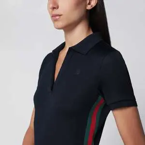 Gucci Ribbed Cotton Jersey Dress With Web Detail