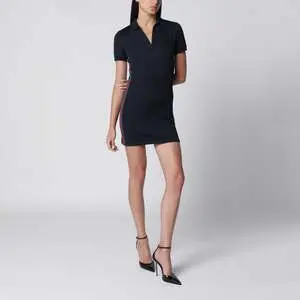 Gucci Ribbed Cotton Jersey Dress With Web Detail - Blue