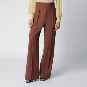 Valentino Garavani High-waisted Pleated Wool Trousers - Brown