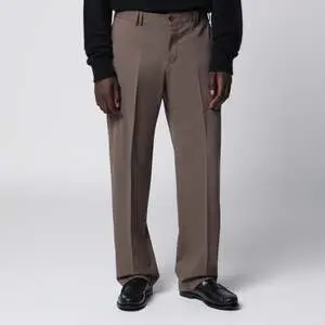 PT TORINO Taupe Wool-blend Trousers - Grey