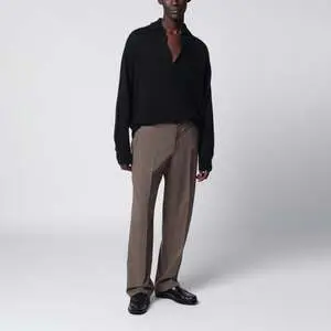 PT TORINO Taupe Wool-blend Trousers