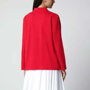 FLORE FLORE Diana Organic Cotton Ribbed Polo Shirt - Red