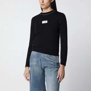 MAISON MARGIELA Wool-blend Crewneck Sweater With Contrast Trim - Black