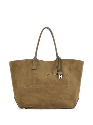 Hogan Address Medium Leather Tote Bag - Brown