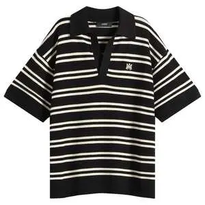 Amiri Ma Stripe Knit Polo - Black