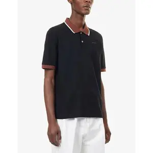 Marni Contrast-trims Logo-embroidered Cotton Polo Shirt - Black