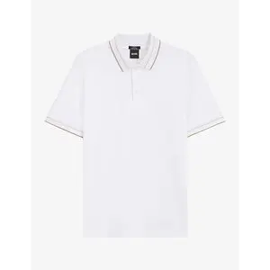 BOSS Contrast-trim Short-sleeve Cotton Polo - 100