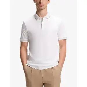 BOSS Contrast-trim Short-sleeve Cotton Polo - 100