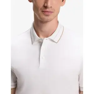BOSS Contrast-trim Short-sleeve Cotton Polo - 100