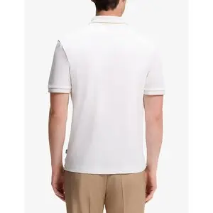 BOSS Contrast-trim Short-sleeve Cotton Polo
