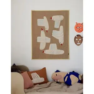 FERM LIVING Bird Quilted Cotton Blanket 80cm X 110cm