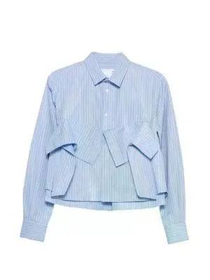 Sacai Striped Ruffled Shirt - Blue