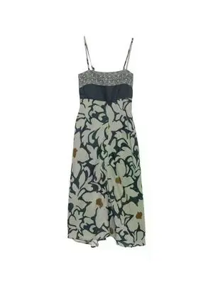 LUISA CERANO Floral Print Smocked Midi Dress