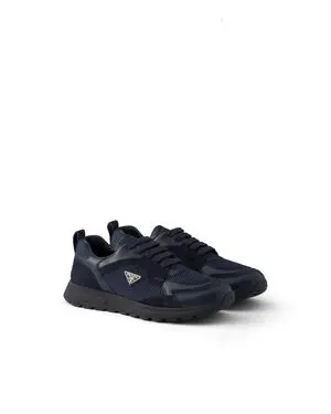 Prada Prax Leather And Fabric Sneakers - Navy