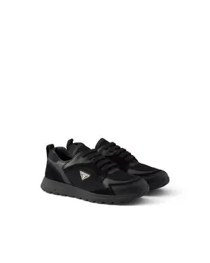 Prada Prax Leather And Fabric Sneakers - Black