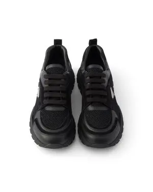 Prada Prax Leather And Fabric Sneakers - Black