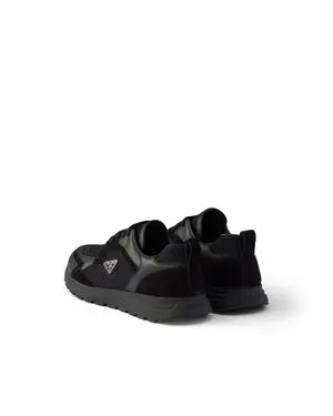 Prada Prax Leather And Fabric Sneakers - Black
