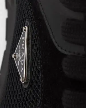 Prada Prax Leather And Fabric Sneakers - Black