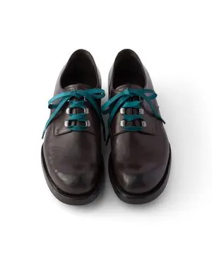 Prada Antiqued Leather Lace-up Shoes