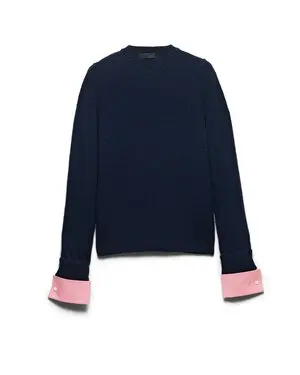 Prada Shetland Wool Crew-neck Sweater - Navy