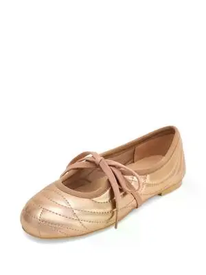Jw Pei Erika Lace-up Ballet Flats In Metallic Beige - Neutrals