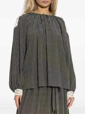 Chloé Lace-trimmed Geometric-print Top