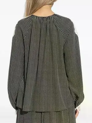 Chloé Lace-trimmed Geometric-print Top