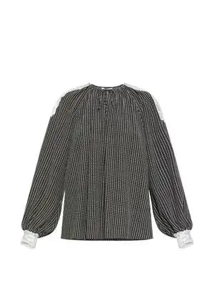 Chloé Lace-trimmed Geometric-print Top