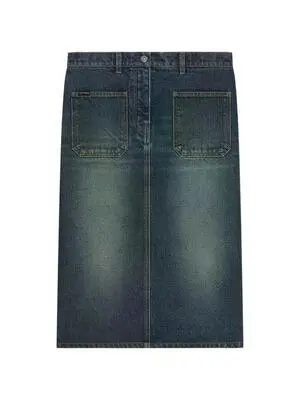 COURREGES Patch-pocket Denim Midi Skirt - Blue