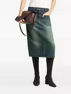COURREGES Patch-pocket Denim Midi Skirt