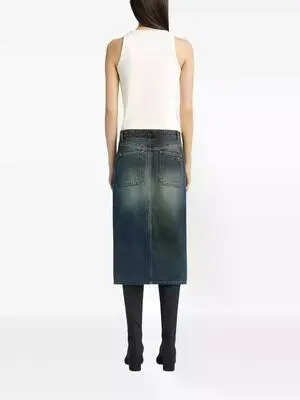 COURREGES Patch-pocket Denim Midi Skirt