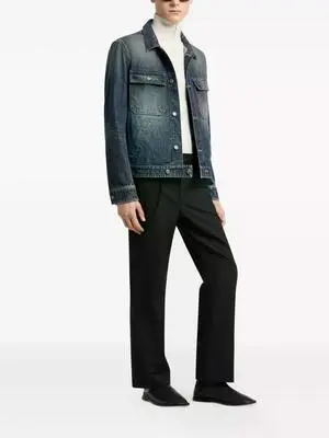 COURREGES Logo-embroidered Faded-effect Denim Jacket
