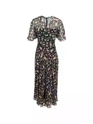 Red Valentino Insect Print V-neck Midi Dress