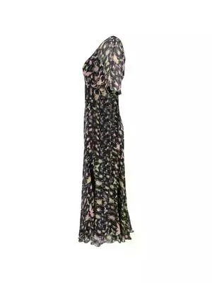 Red Valentino Insect Print V-neck Midi Dress