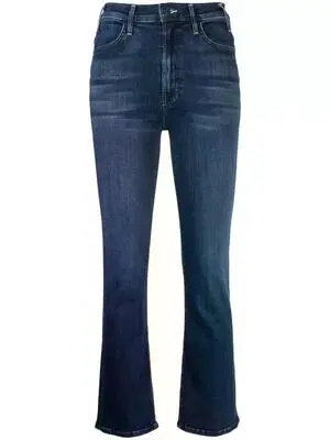 MOTHER The Hustler Cropped Flared Jeans - Blue
