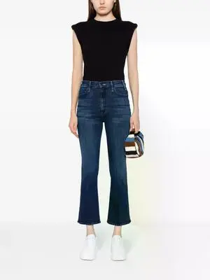 MOTHER The Hustler Cropped Flared Jeans - Blue