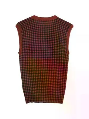 Bottega Veneta Gingham-check Cardigan Vest - Red