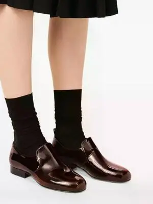AMI Paris Flat Cow-leather Shoes - Brown