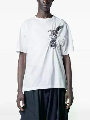 YOSHIOKUBO Eagle-print Gathered T-shirt