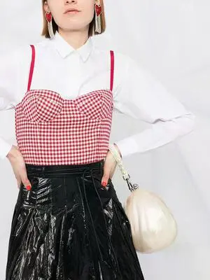 Red Valentino Houndstooth-pattern Bustier Bodysuit